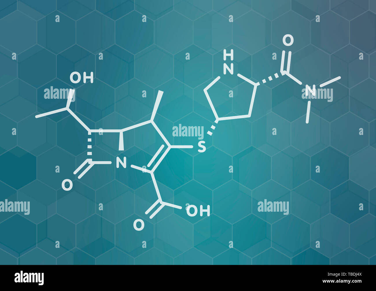 Meropenem broad-spectrum antibiotic drug molecule (carbapenem class ...