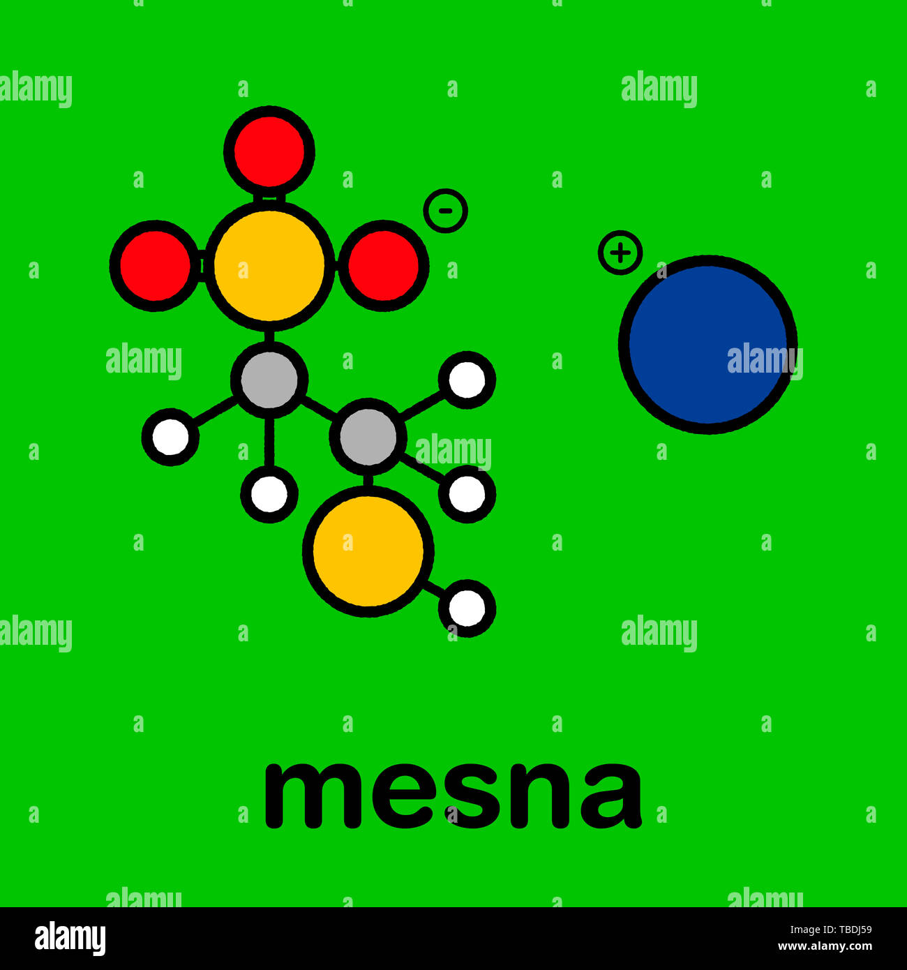 Mesna cancer chemotherapy adjuvant and mucolytic drug molecule ...