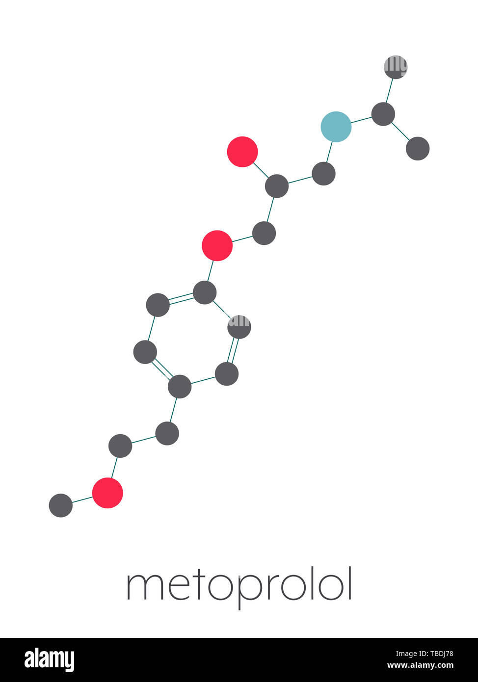 Metoprolol high blood pressure drug molecule (beta blocker). Stylized ...