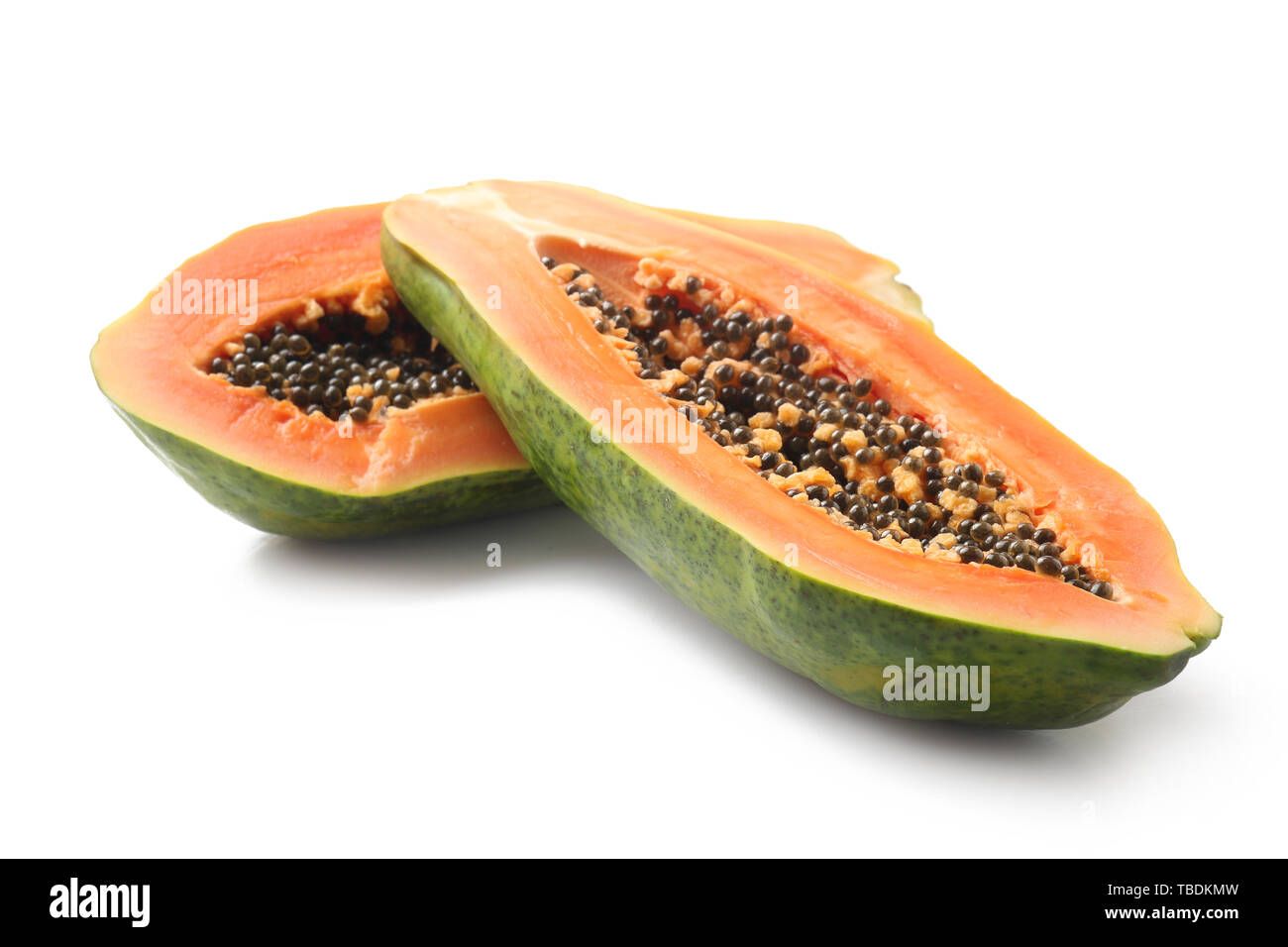 Tasty papaya on white background Stock Photo - Alamy