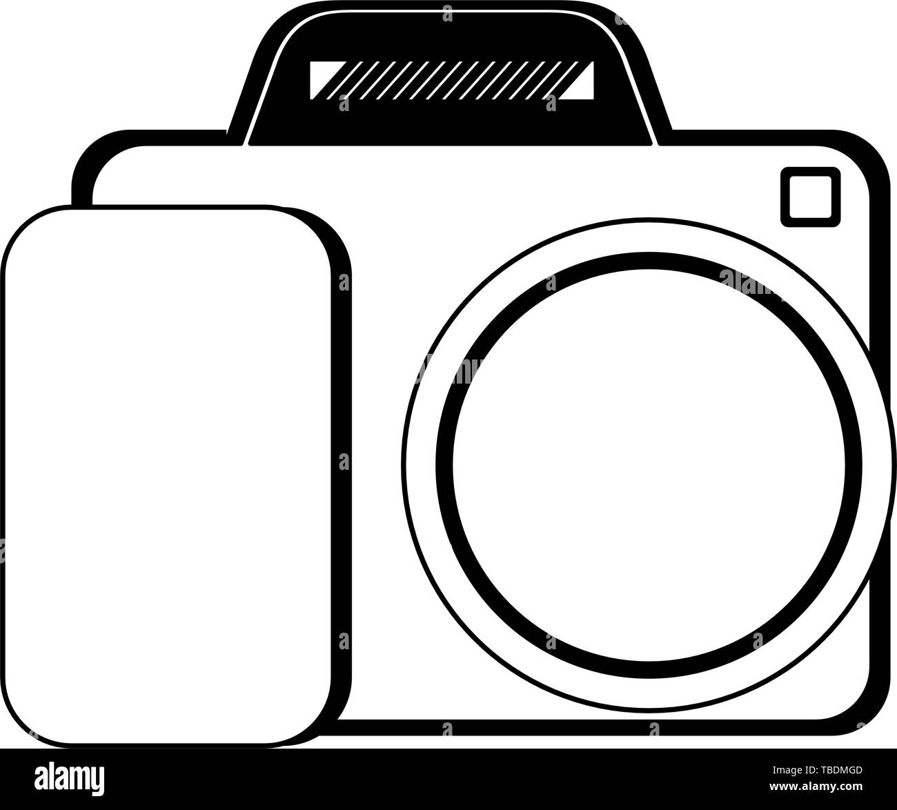 Vintage photographic camera isolated cartoon in black and white Stock ...