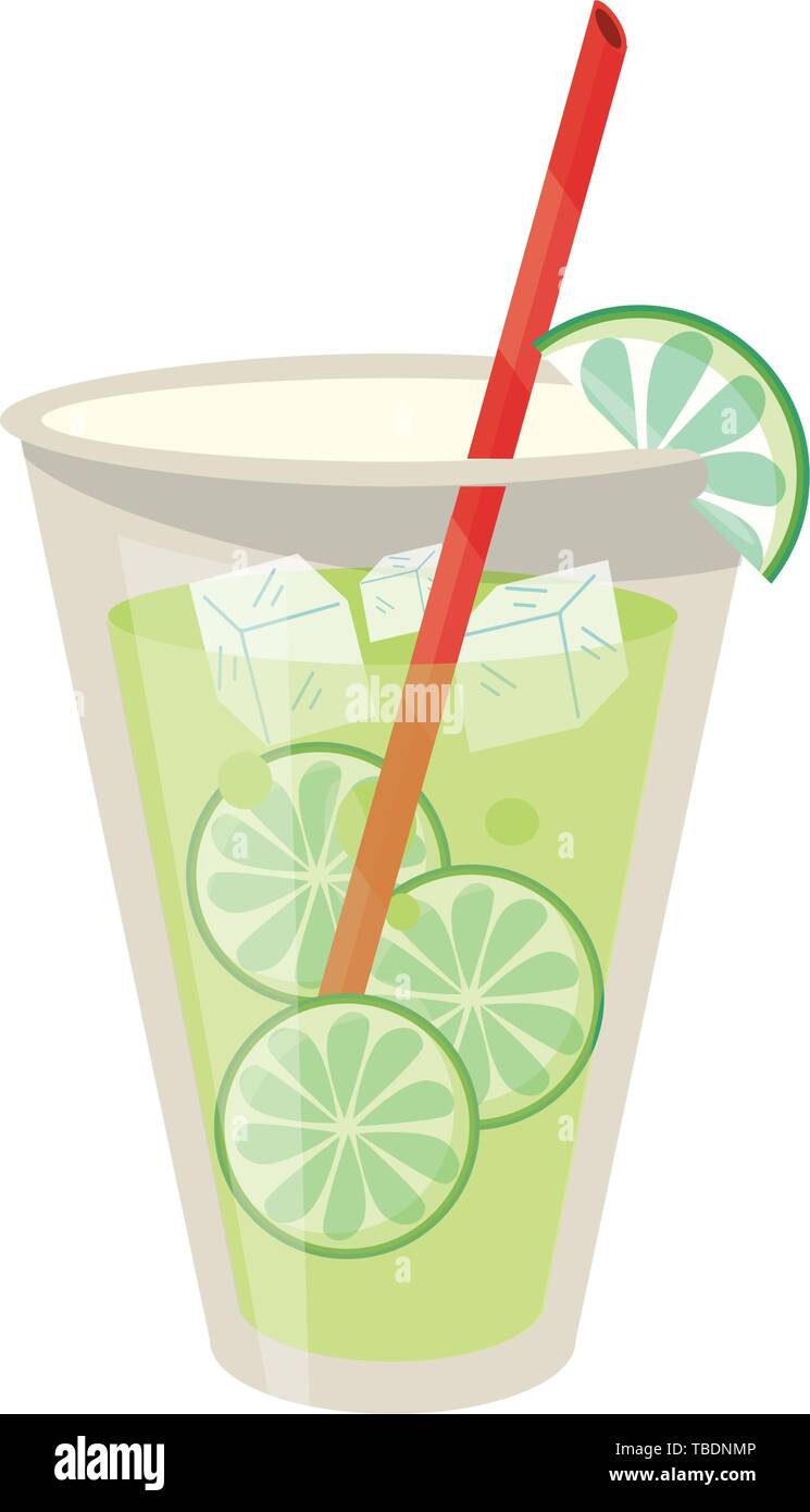 Lemonade juice glass with straw cartoon isolated Stock Vector Image ...