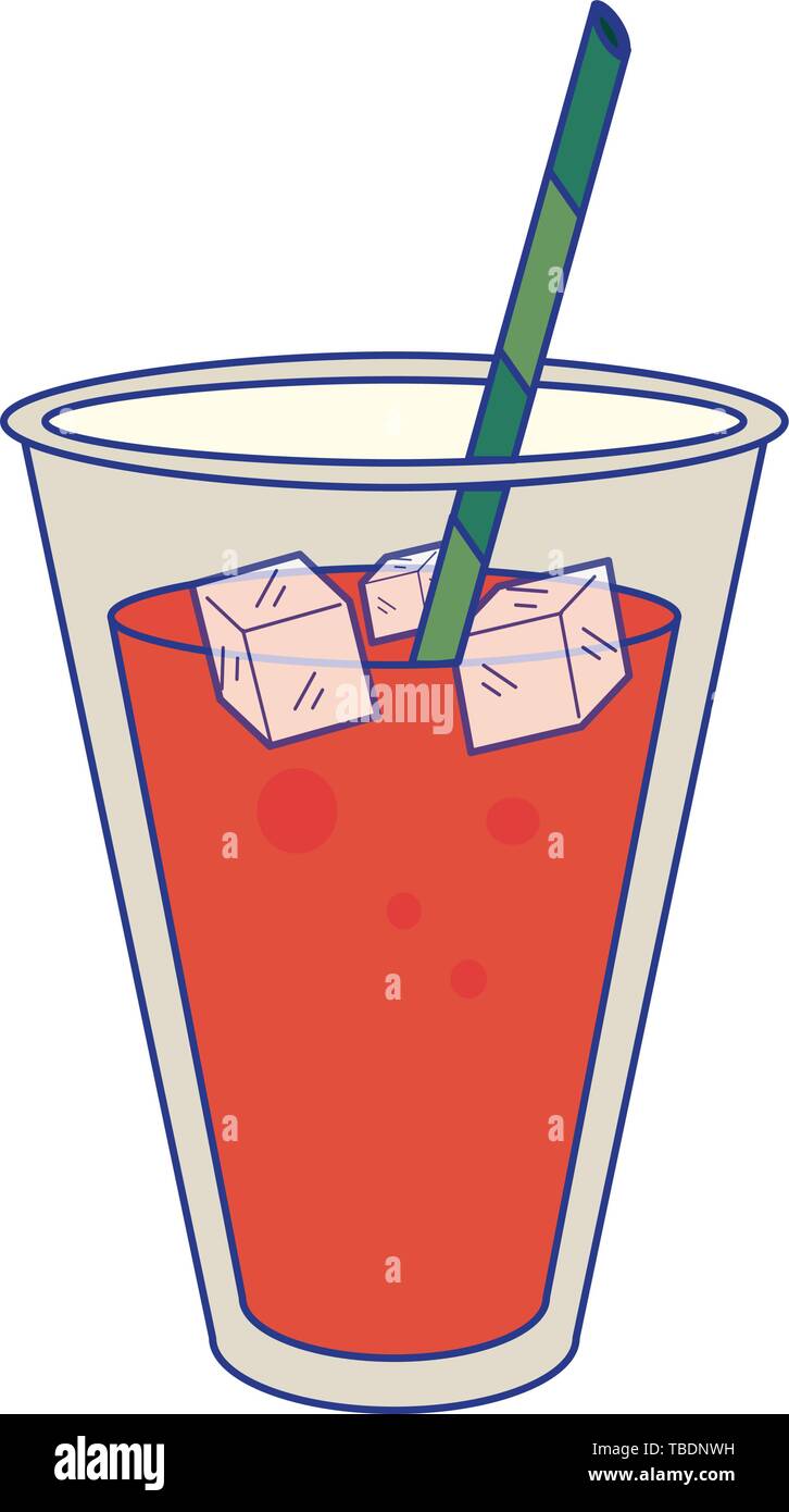 Juice cup with ice cubes and straw cartoon Stock Vector Image & Art - Alamy