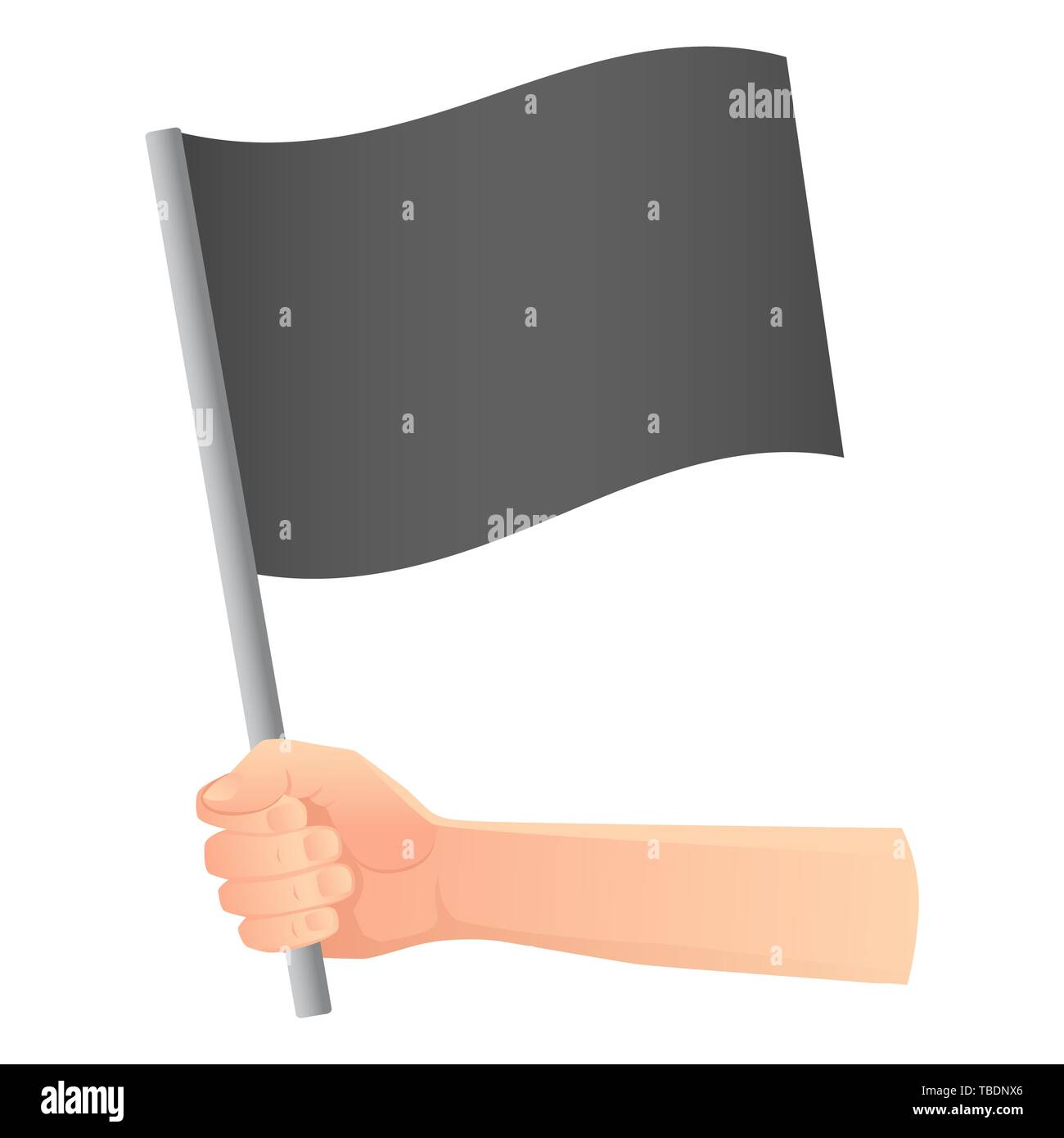 Black flag in hand. illustration of black flag Stock Photo - Alamy