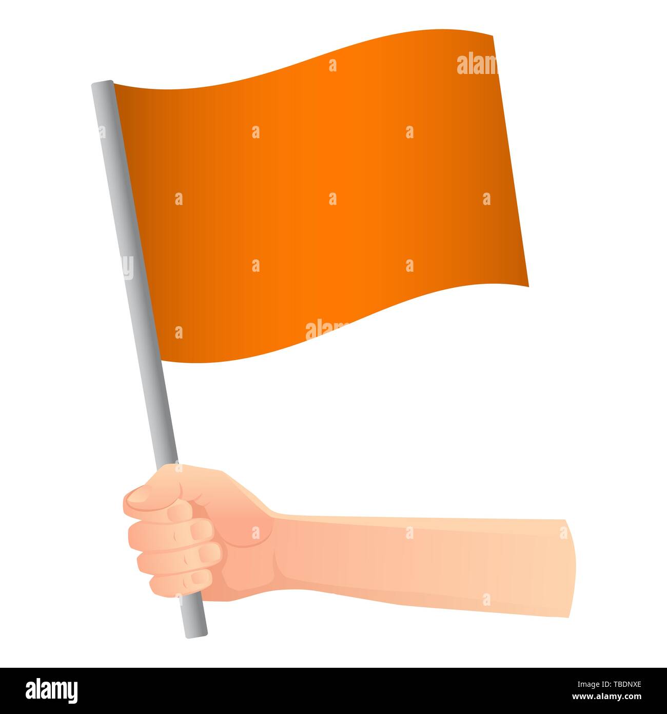 Orange flag in hand. illustration of orange flag Stock Photo - Alamy