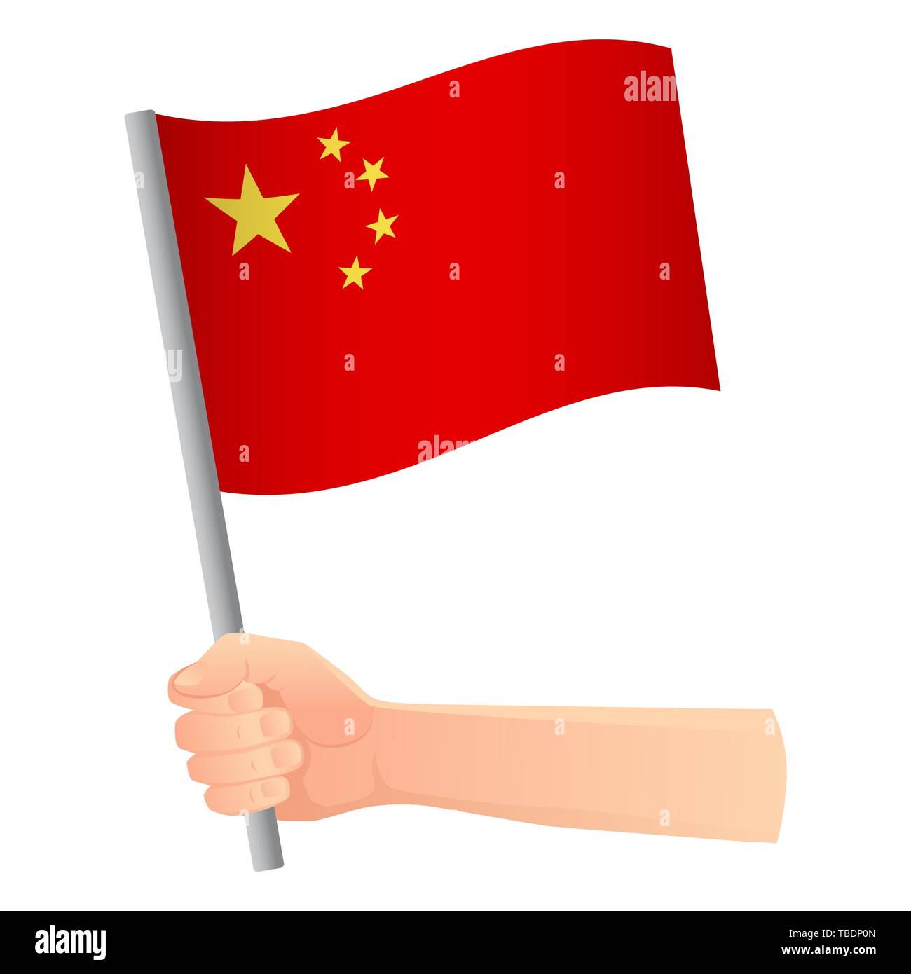 China flag in hand. Patriotic background. National flag of China ...