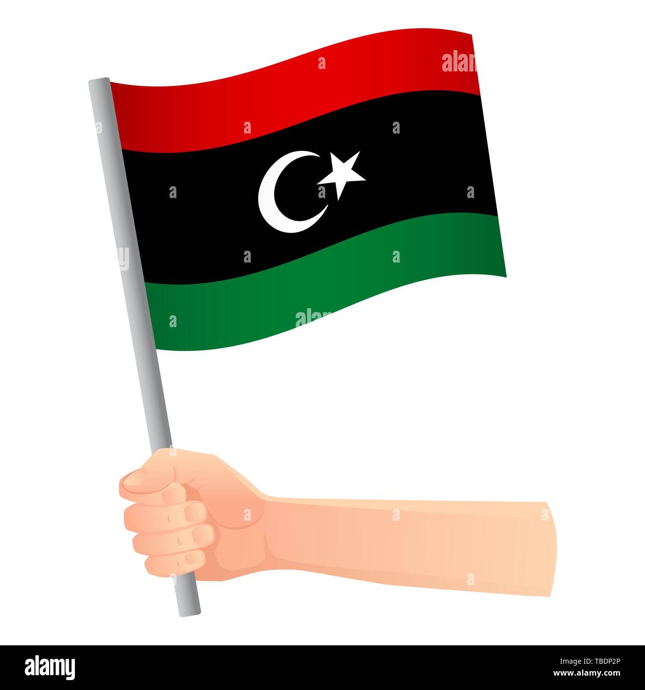 libya flag in hand. Patriotic background. National flag of libya ...