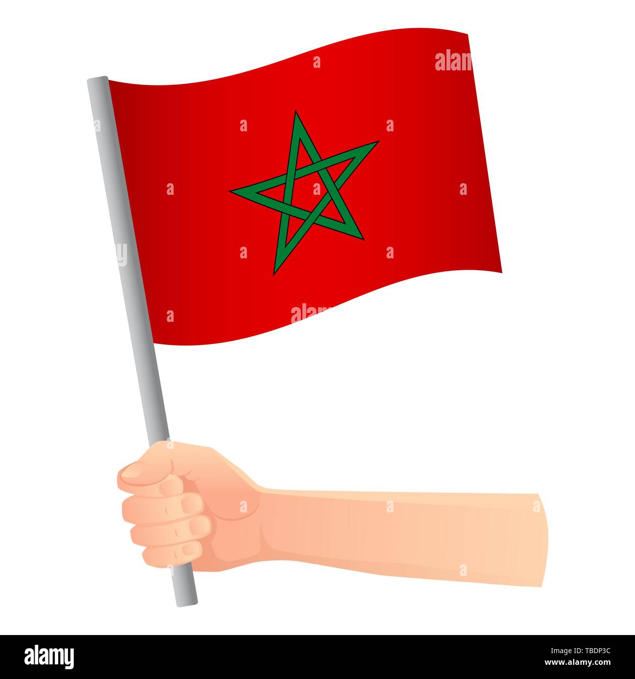 Morocco flag in hand. Patriotic background. National flag of Morocco ...