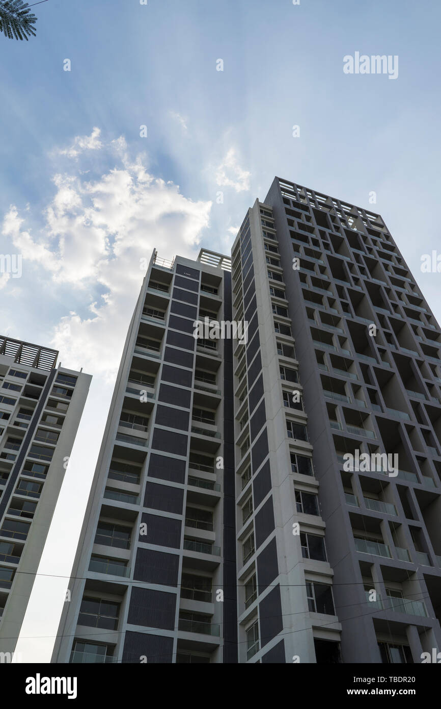 Pune, Maharashtra / India - 03 30 2019. Details of buildings in the ...