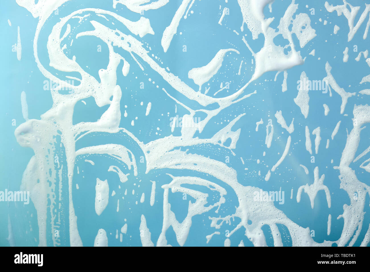 Window with detergent foam Stock Photo - Alamy