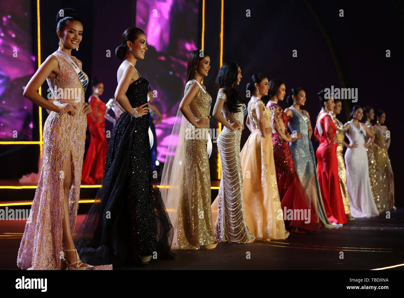 Yangon, Myanmar. 31st May, 2019. Contestants participate in Miss ...