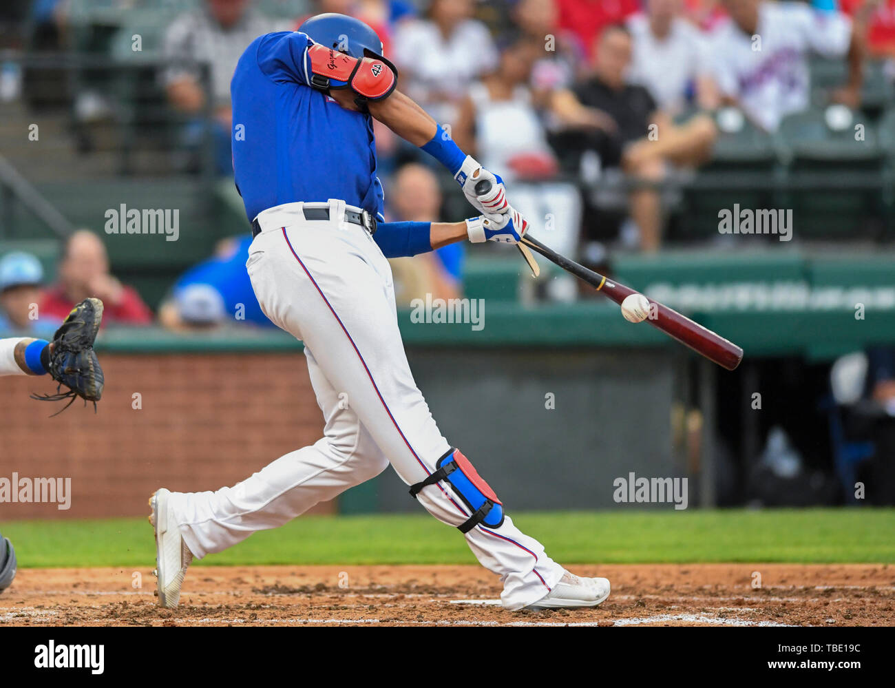 May 30, 2019: Texas Rangers first baseman Ronald Guzman #11 breaks his ...
