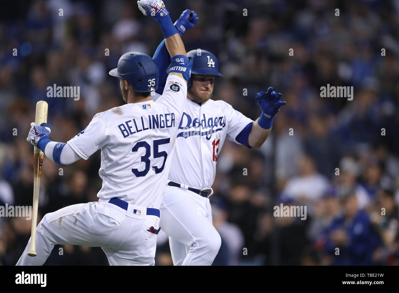 Los Angeles, CA, USA. 31st May, 2019. Los Angeles Dodgers first baseman Cody Bellinger (35) and ...