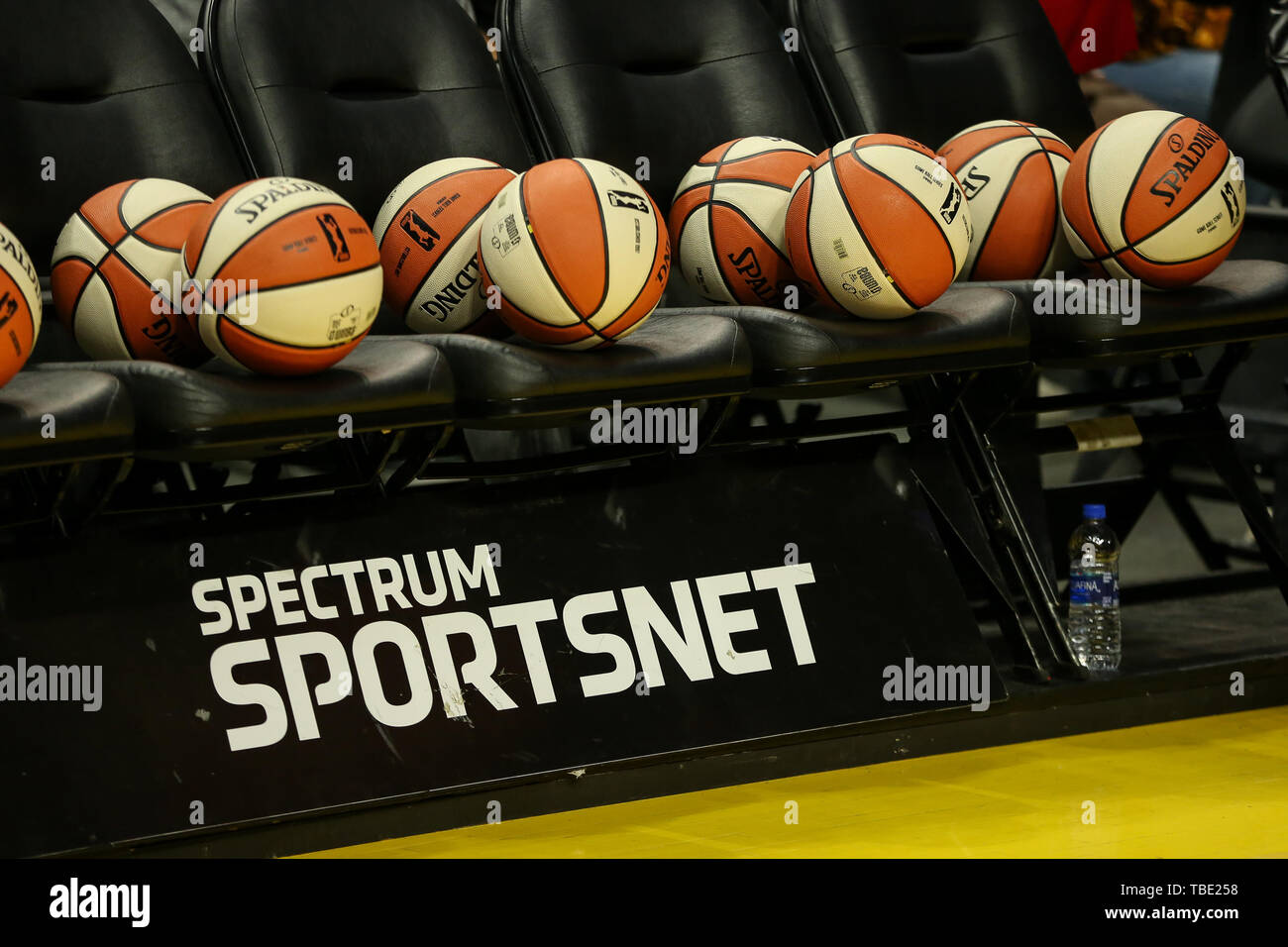 WNBA balls on the sportsnet seats during the Connecticut Sun vs Los ...