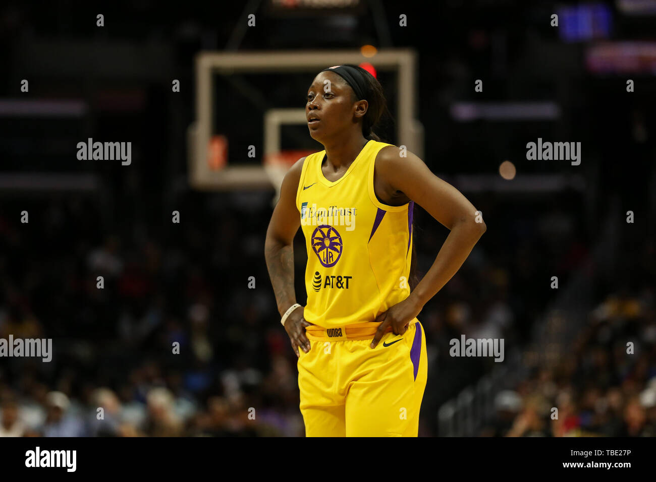 Los Angeles Sparks guard Alexis Jones #1 during the Connecticut Sun vs ...