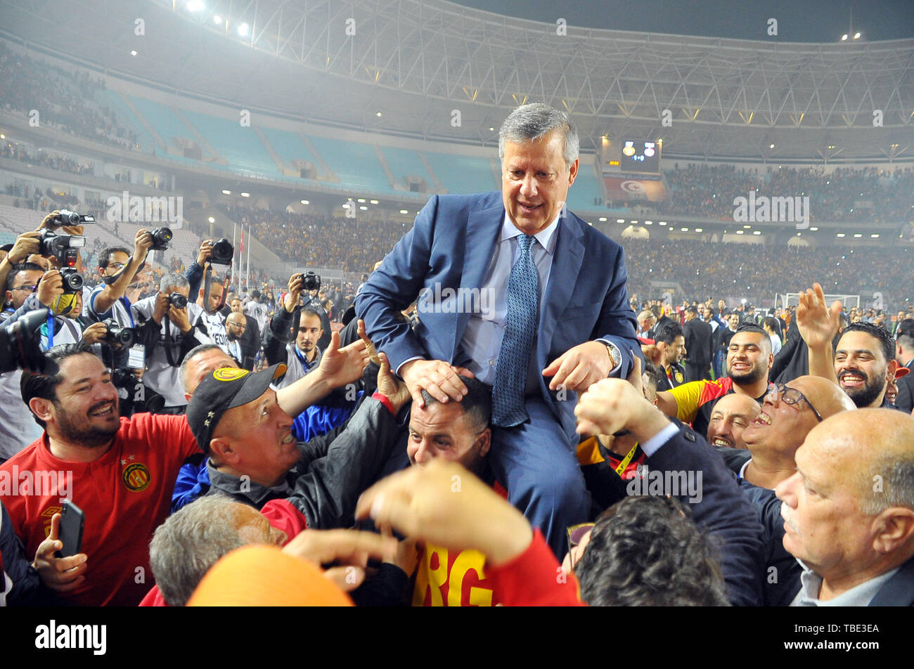Rades, Tunisia. 1st June, 2019. Hamdi Meddeb president of EST who ...