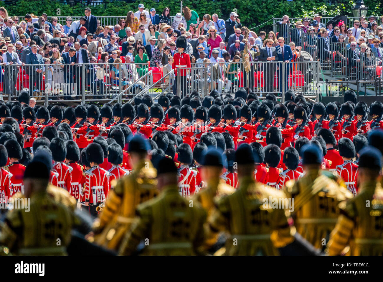 The Guards regiments march past in slow and quick time - The parade on ...