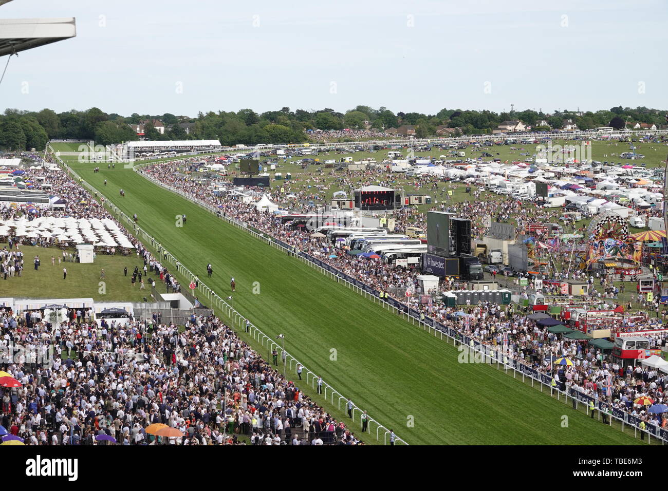 1st June, 2019. Epsom Downs, Surrey, UK The runners jog out to the ...