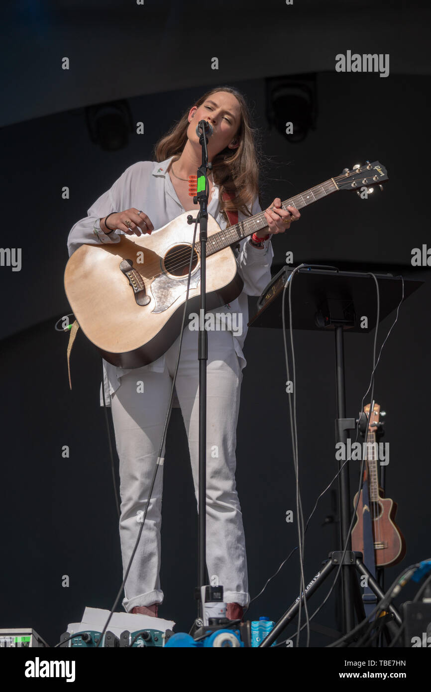London, UK. Saturday, 1 June, 2019. The Staves performing on stage at ...