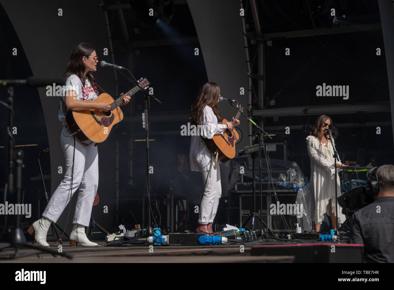 London, UK. Saturday, 1 June, 2019. The Staves performing on stage at ...