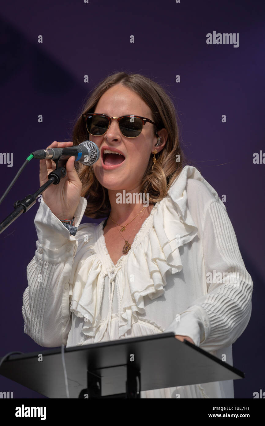 London, UK. Saturday, 1 June, 2019. The Staves performing on stage at ...