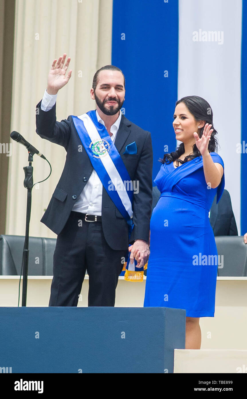 San Salvador, El Salvador. 2nd June, 2019. NAYIB BUKELE and his wife ...