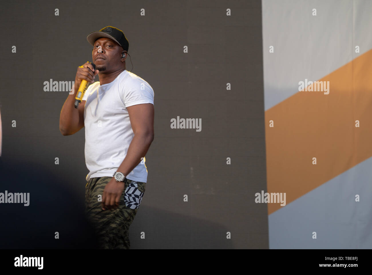 London, UK. Saturday, 1 June, 2019. Dizzy Rascal performing on stage at ...