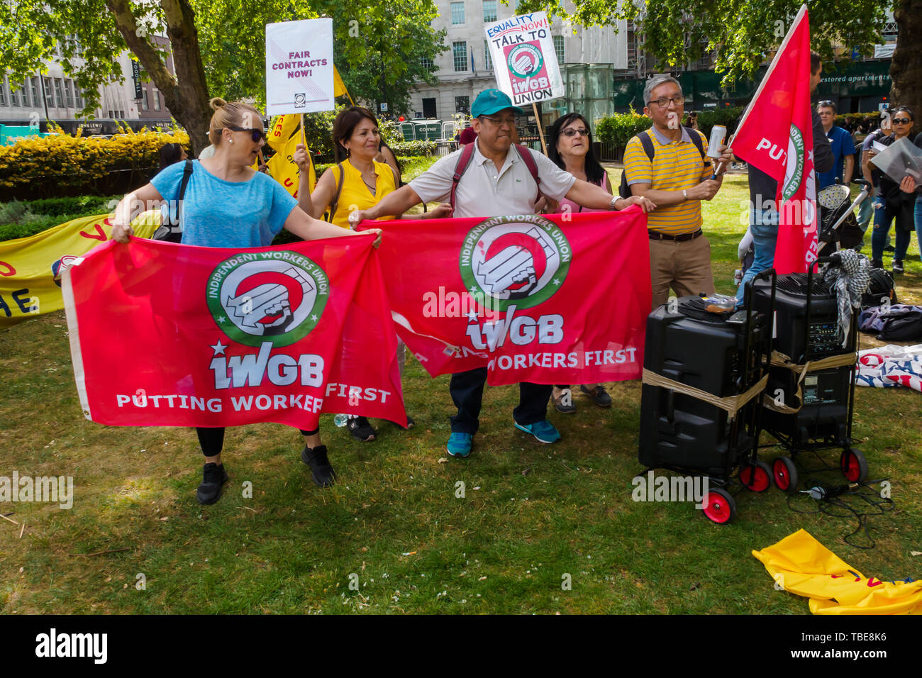London, UK. 1st June 2019. IWGB members show solidarity as the United ...