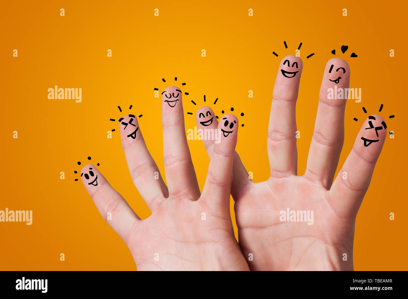 Waggish happy fingers with team building concept Stock Photo - Alamy