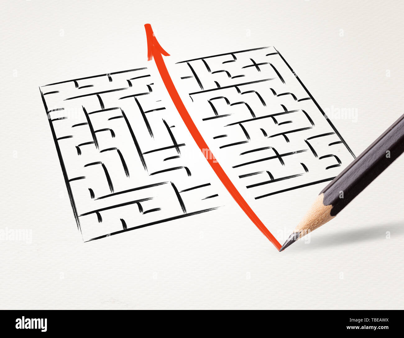 Stationery drawing the exit way out from a labirynt Stock Photo - Alamy
