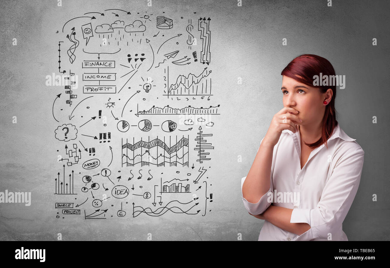 Young person thinking with office problems concept Stock Photo - Alamy