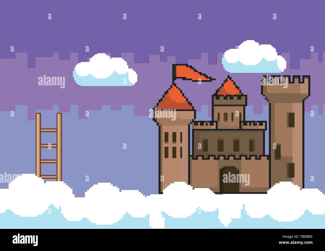 Arcade game world design, Pixel scene art retro and videogame theme ...