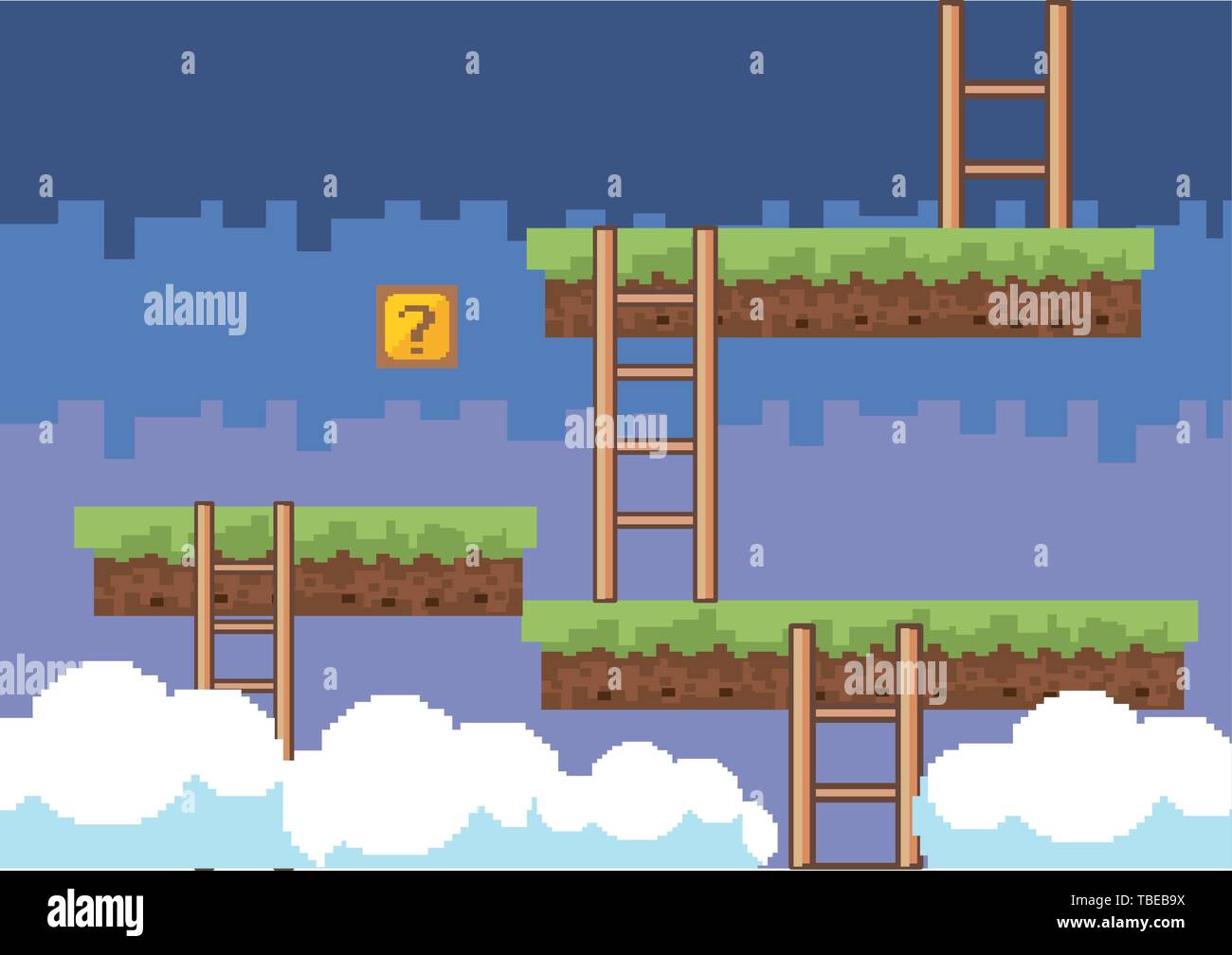 Arcade game world design, Pixel scene art retro and videogame theme ...