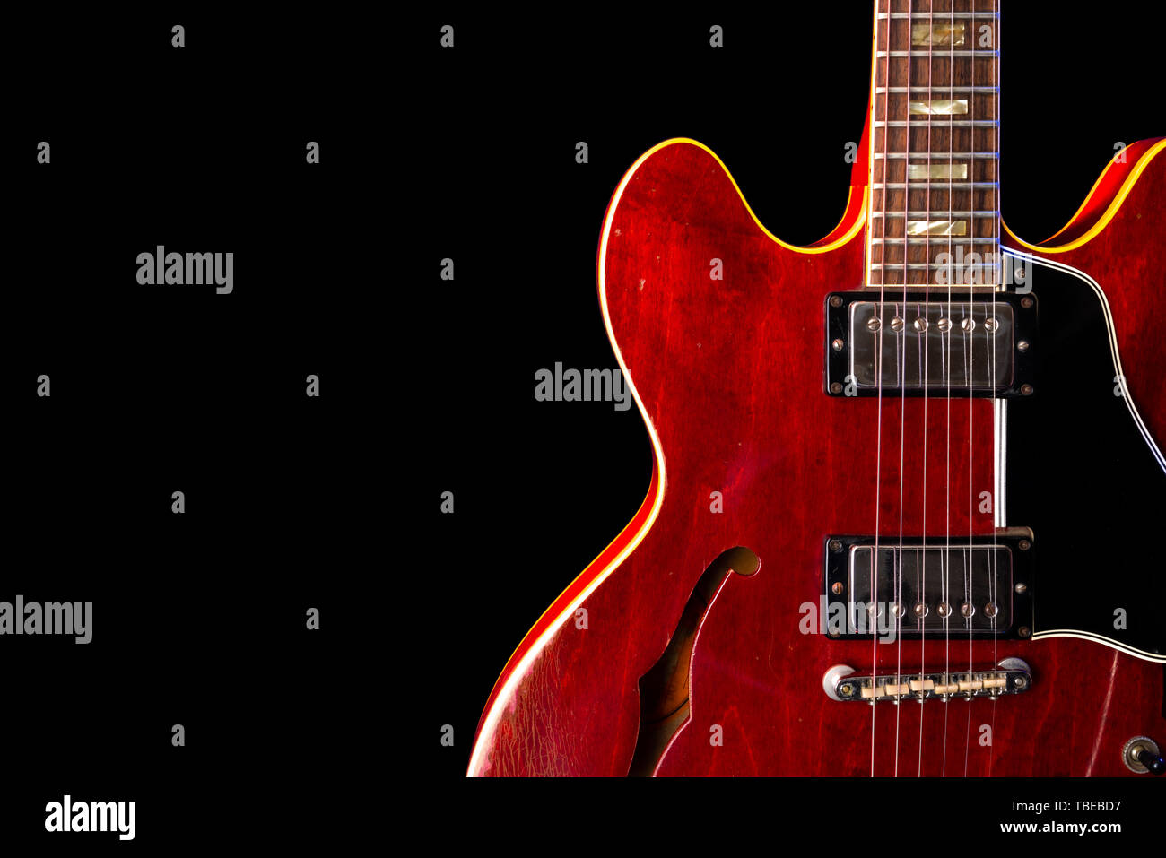 Vintage Electric Guitar, red, 6 String isolated on black Stock Photo ...