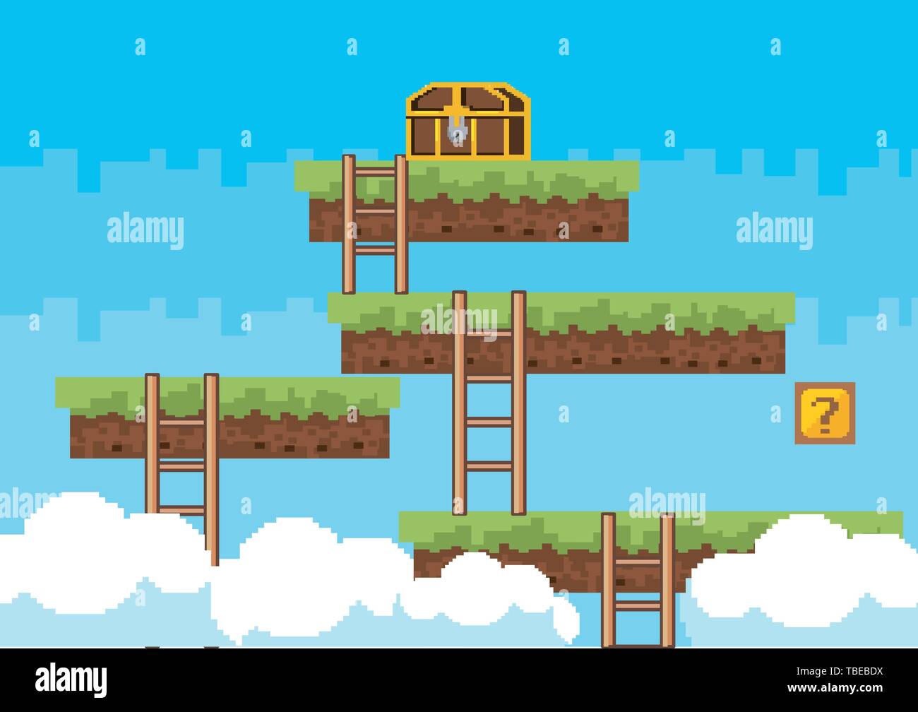 Arcade game world design, Pixel scene art retro and videogame theme ...