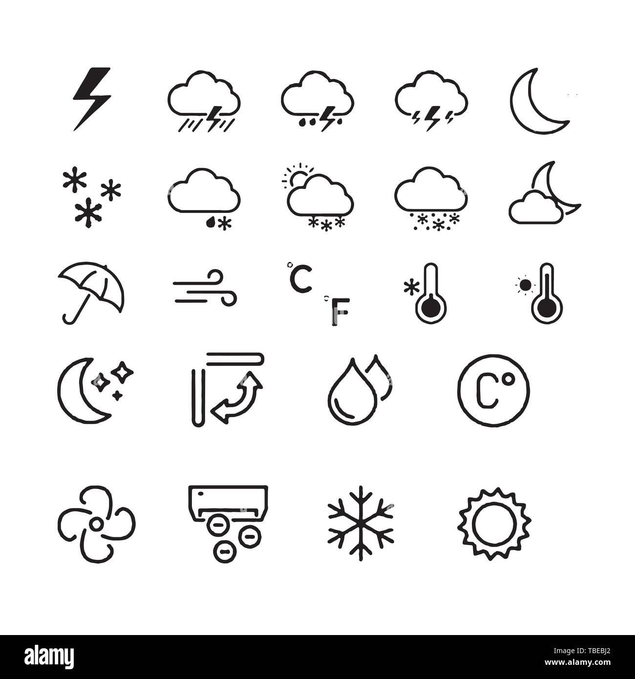 weather icons with White Background Vector Stock Vector Image & Art - Alamy