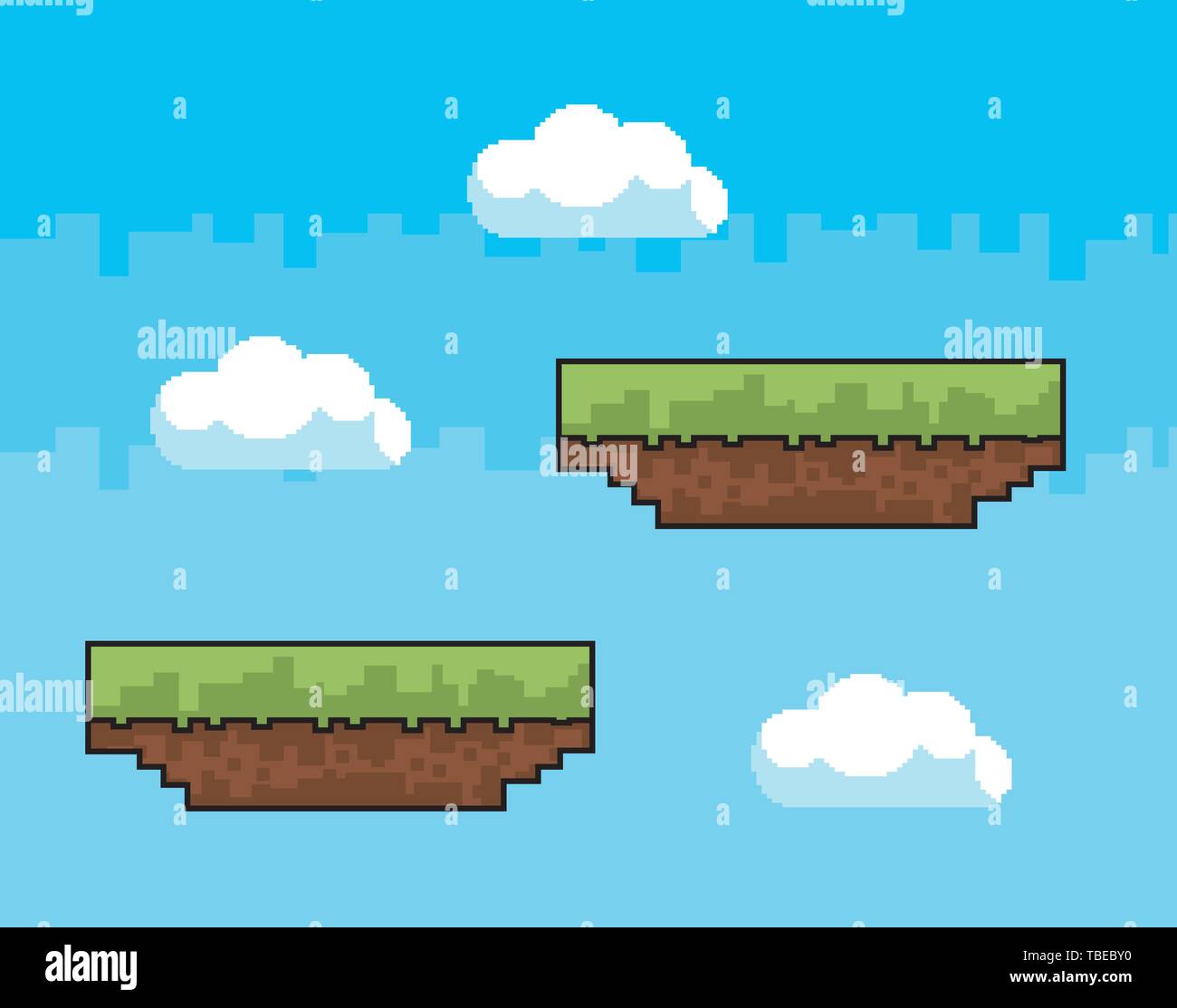 Arcade game world design, Pixel scene art retro and videogame theme ...