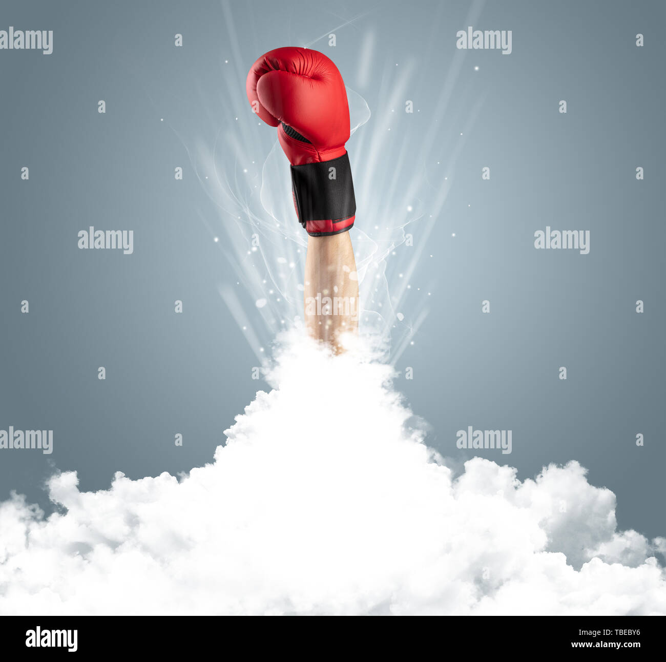 Hand breaking out from cloud Stock Photo - Alamy