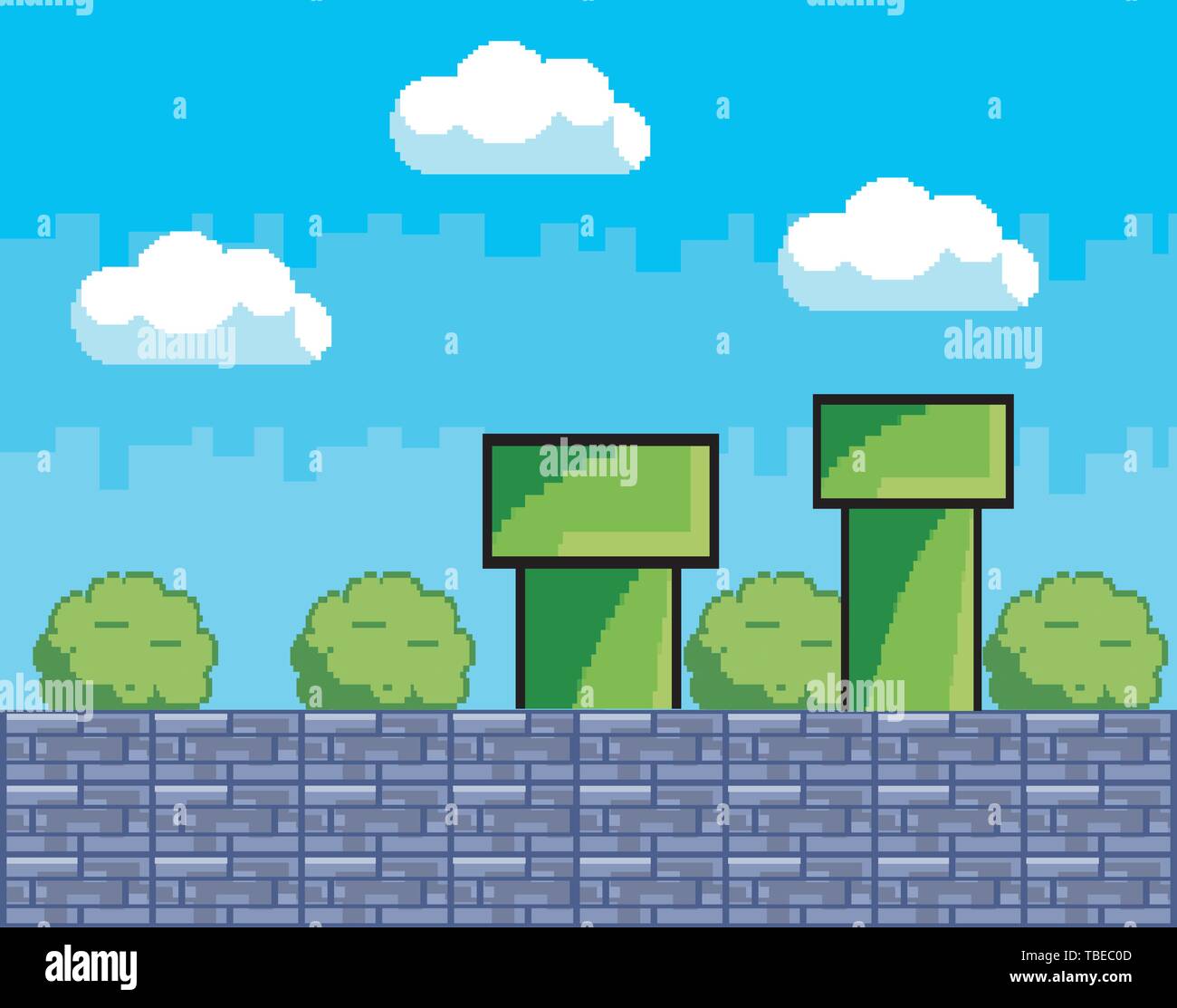 Arcade game world design, Pixel scene art retro and videogame theme ...