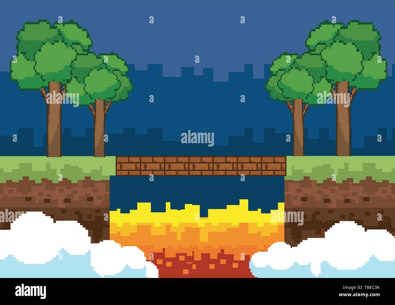 Arcade game world design, Pixel scene art retro and videogame theme ...