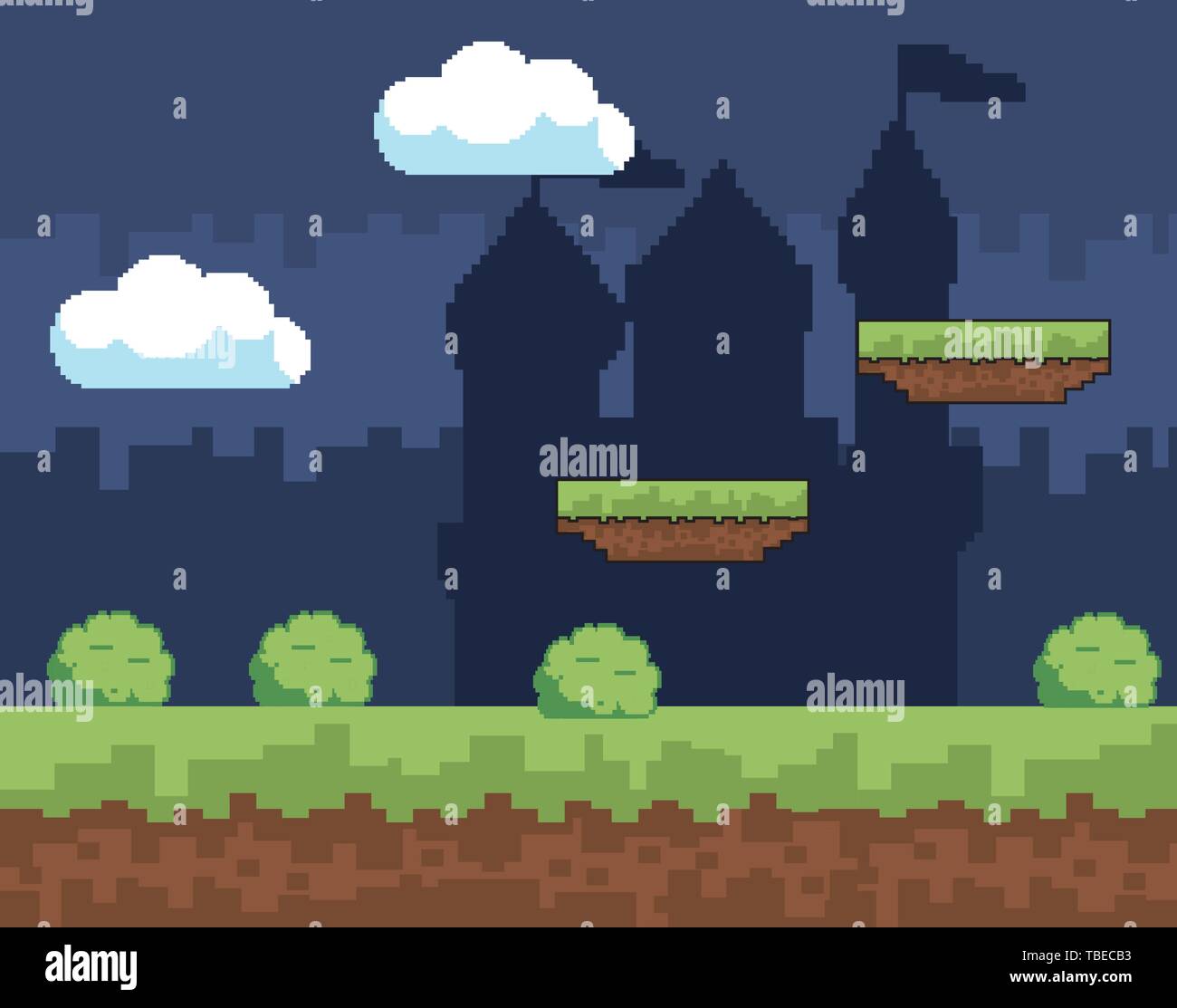 Arcade game world design, Pixel scene art retro and videogame theme ...