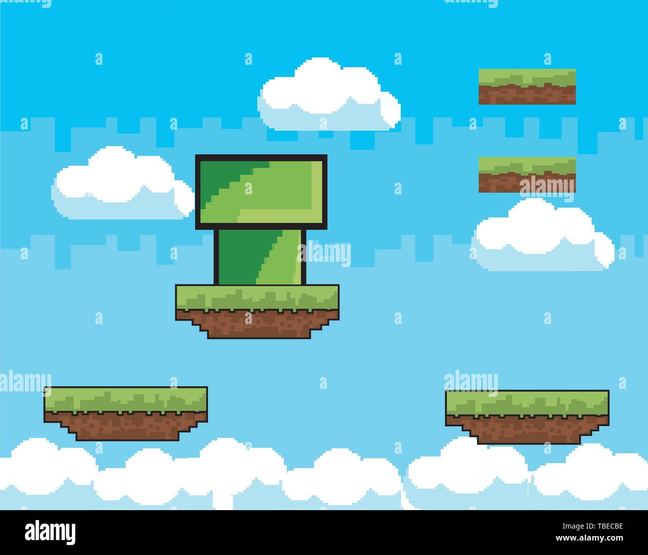 Arcade game world design, Pixel scene art retro and videogame theme ...