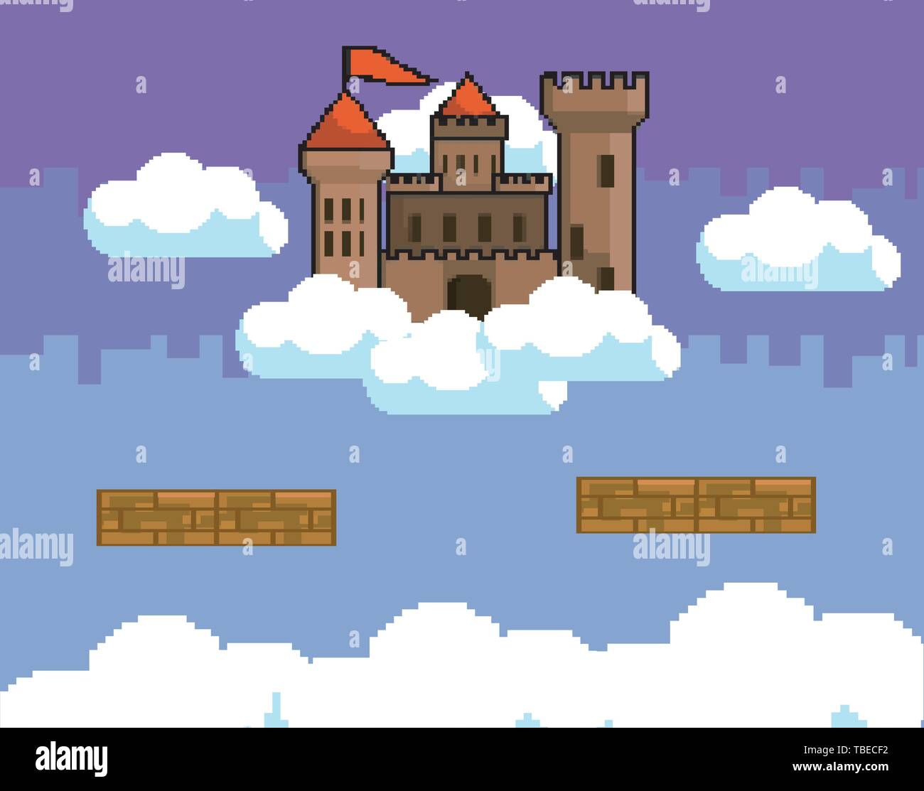 Arcade game world design, Pixel scene art retro and videogame theme ...