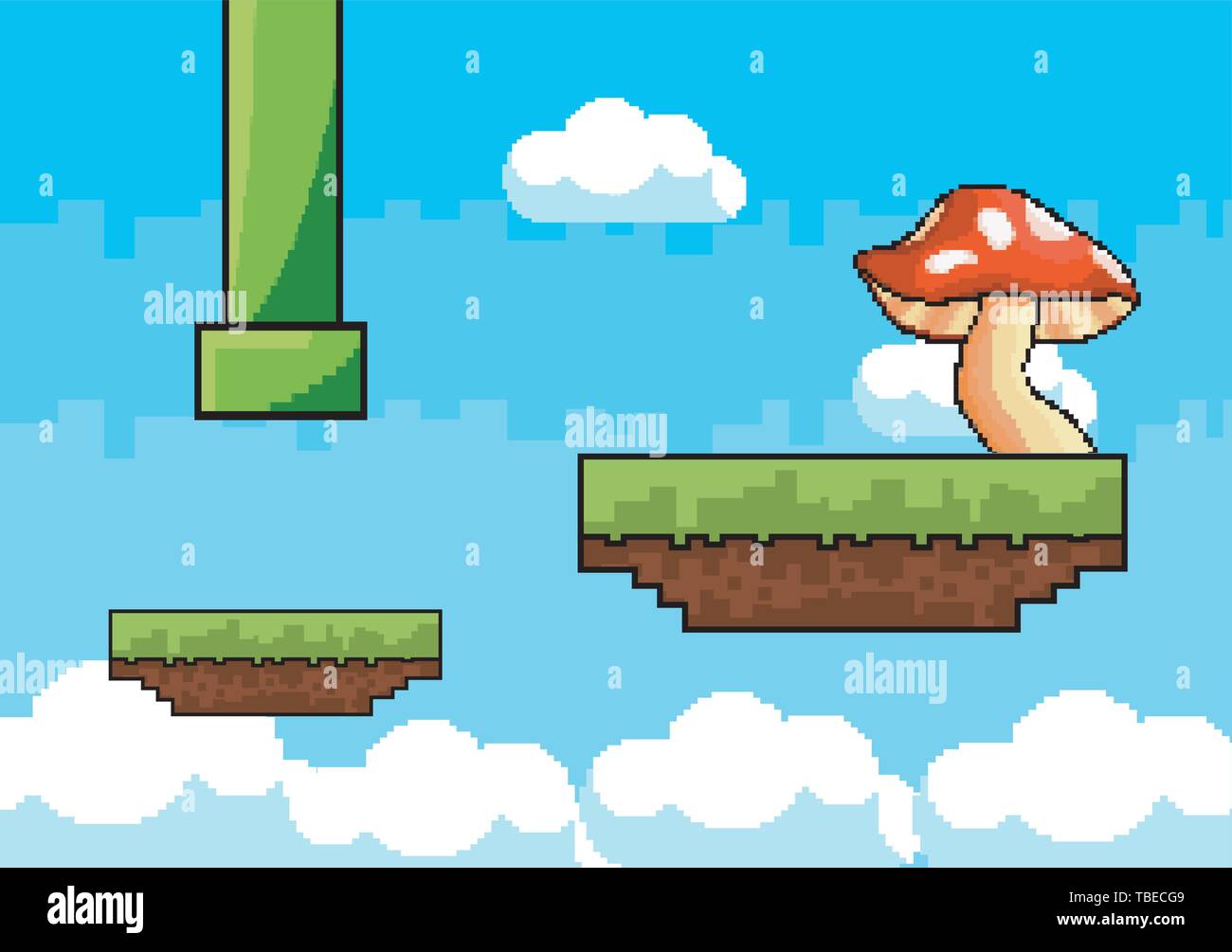 Arcade game world design, Pixel scene art retro and videogame theme ...