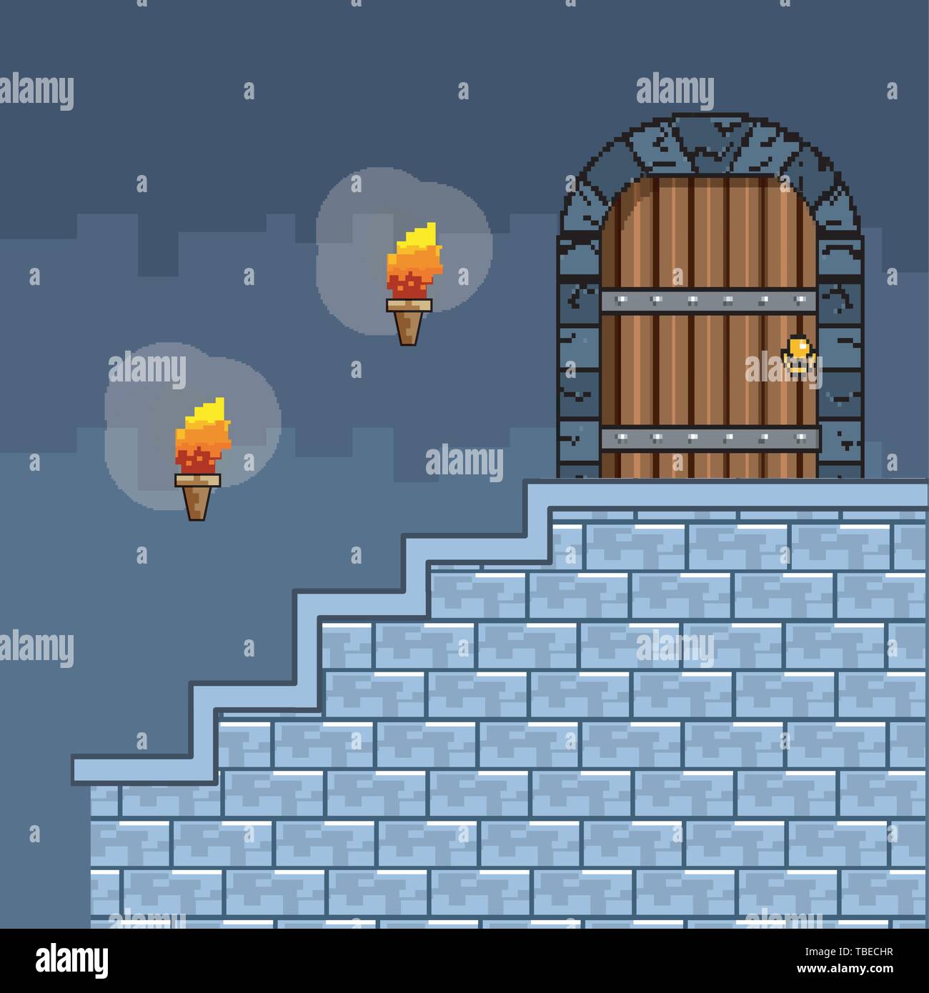 Arcade game world design, Pixel scene art retro and videogame theme ...
