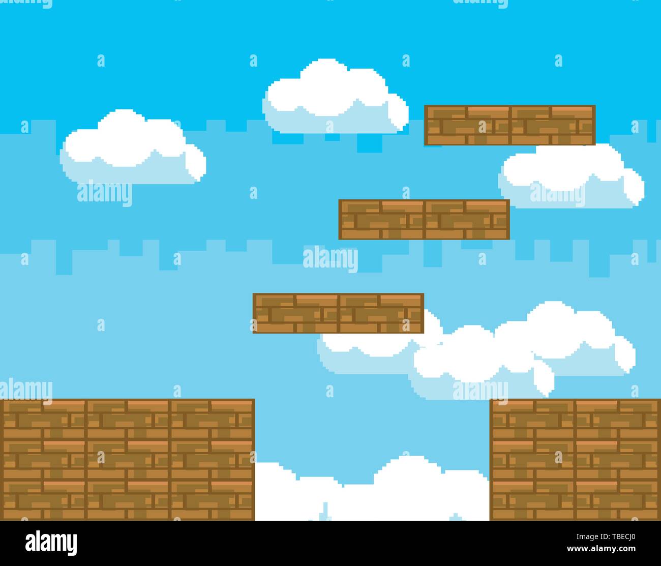 Arcade game world design, Pixel scene art retro and videogame theme ...