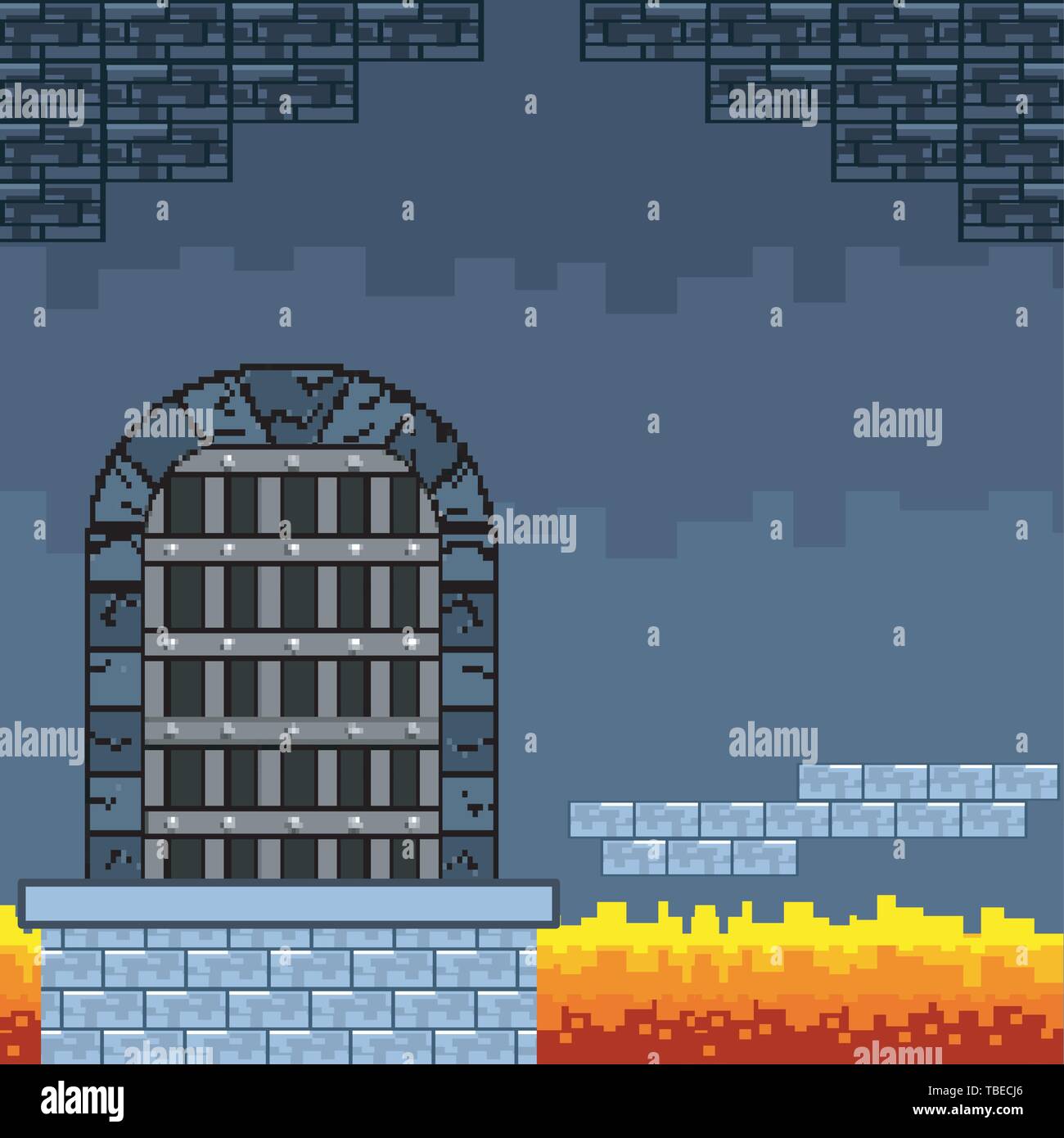 Arcade game world design, Pixel scene art retro and videogame theme ...