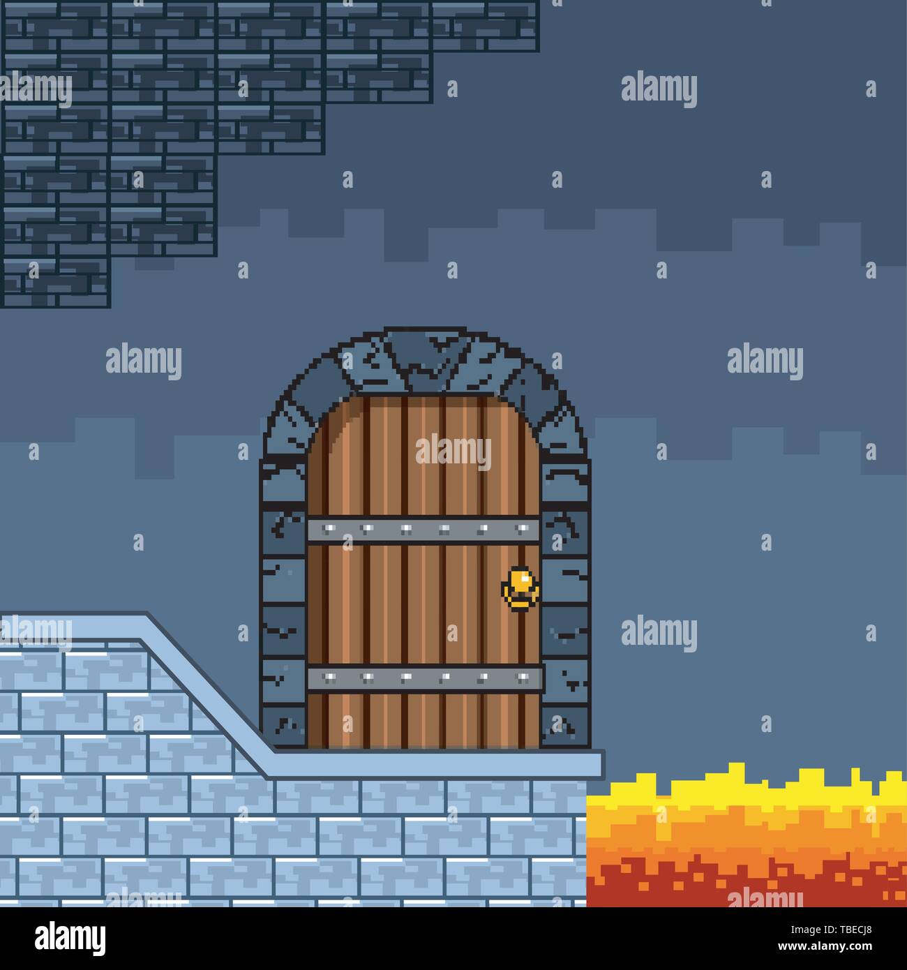 Arcade game world design, Pixel scene art retro and videogame theme ...