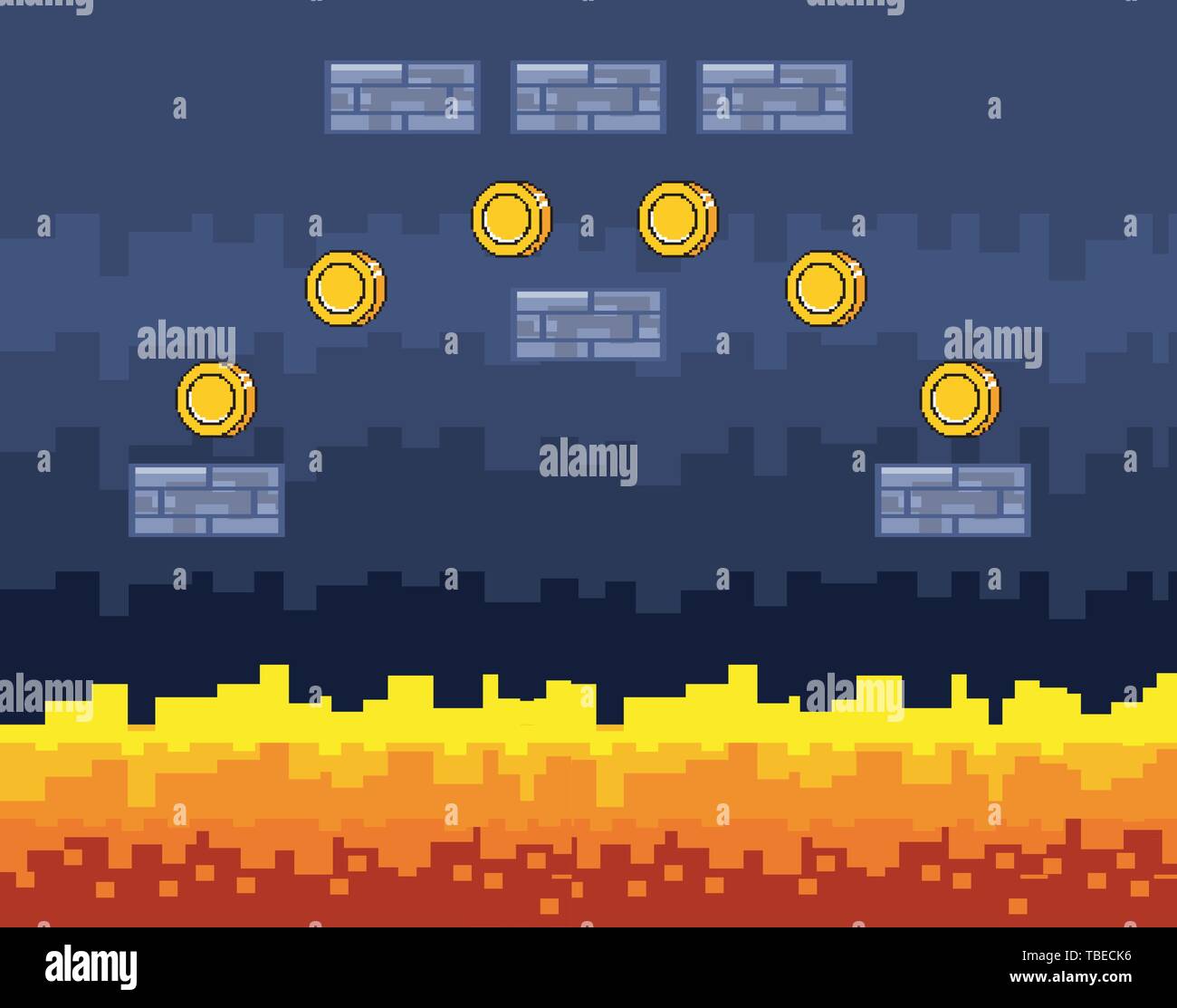 Arcade game world design, Pixel scene art retro and videogame theme ...