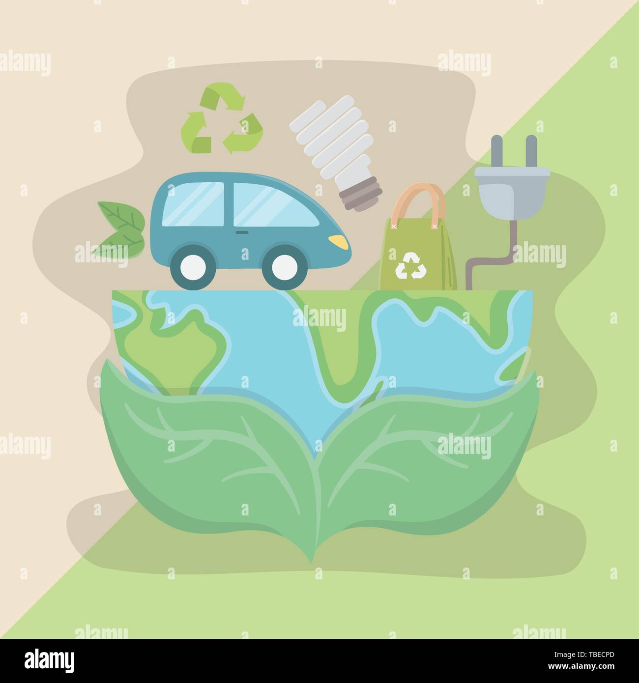 leaves holding planet design, Save energy ecology power eco and ...